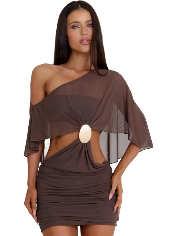 OUTCAST Madisyn Mini Dress Chocolate - Brown
