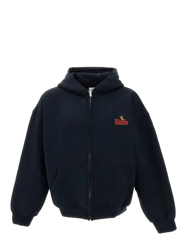 Rhude Felpa Con Cappuccio E Zip American Spirit - Nero