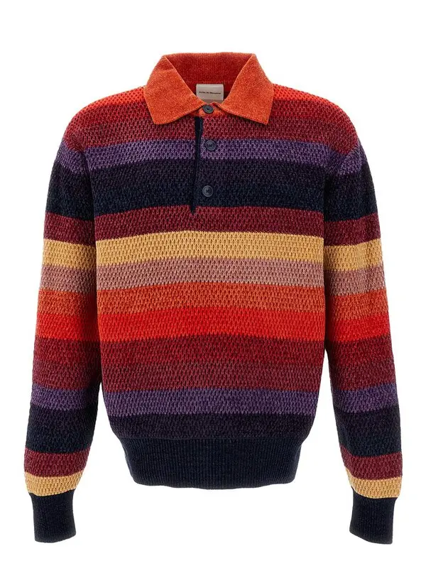 Drole De Monsieur Polo A Maniche Lunghe In Ciniglia A Strisce - Multicolore