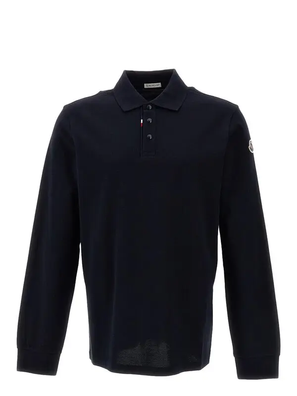 Moncler Polo A Maniche Lunghe - Blu