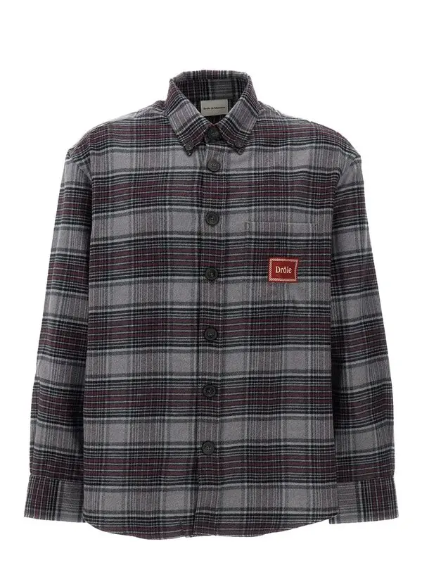 Drole De Monsieur Camicia Boxy Di Flanella A Quadri - Grigio
