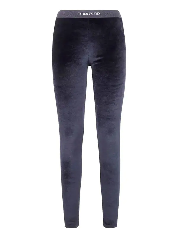 TOM FORD Stretch Lustrous Velour Signature Leggings - Black