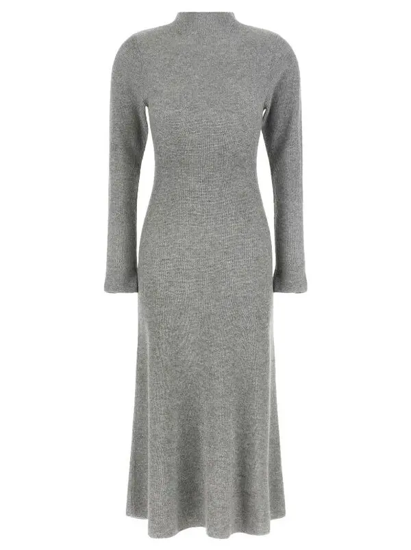 Fabiana Filippi Ribbed-knit Flared Midi Dress - Grey