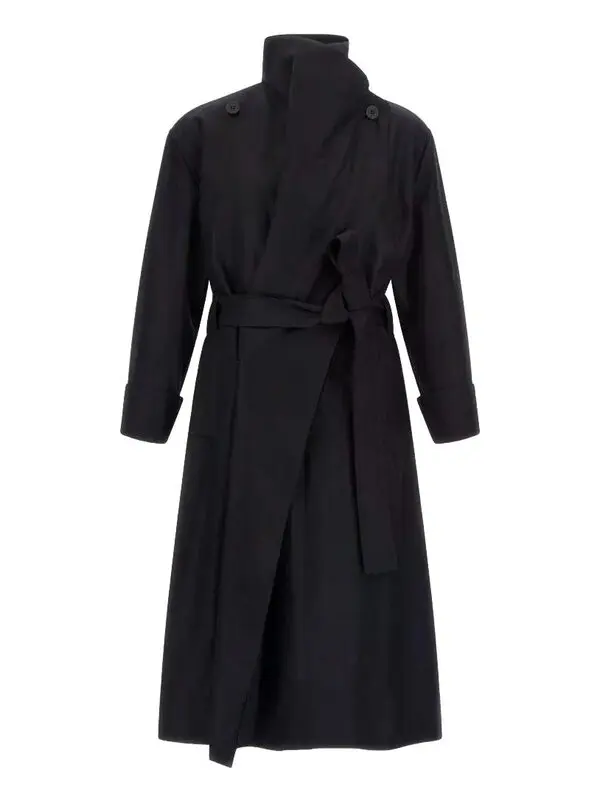 Issey Miyake Shell Asymmetrical Trench Coat - Black