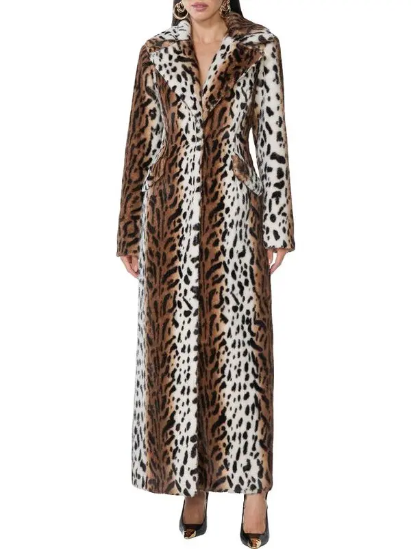 AFRM Faux Fur Coat - Mixed Leopard