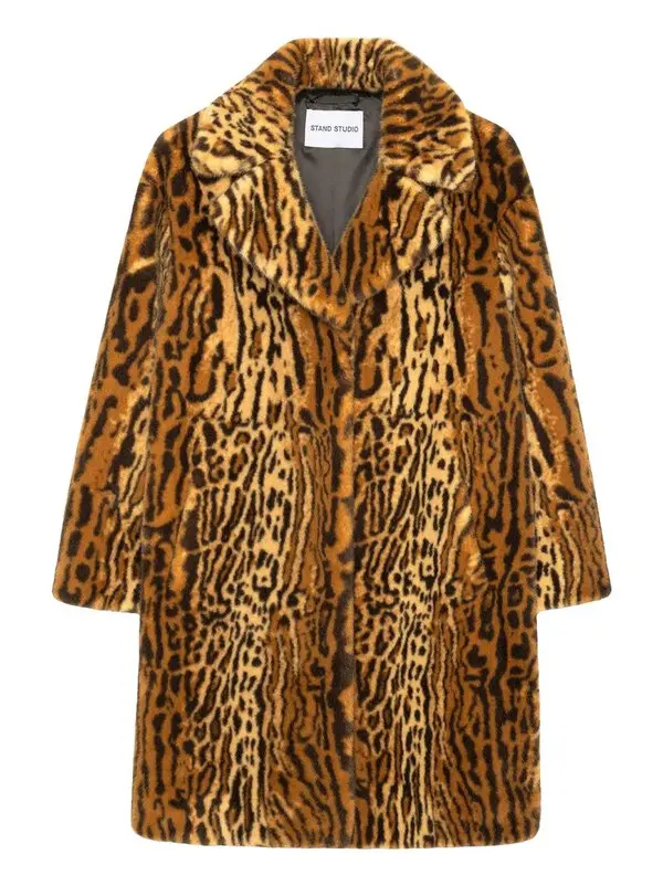 STAND STUDIO Camille Faux Fur Cocoon Coat - Multicolor