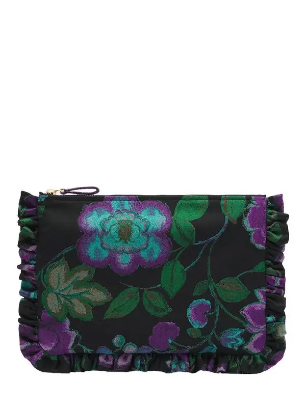La DoubleJ Floral Ruffled Jacquard Pouch - Multicoloured