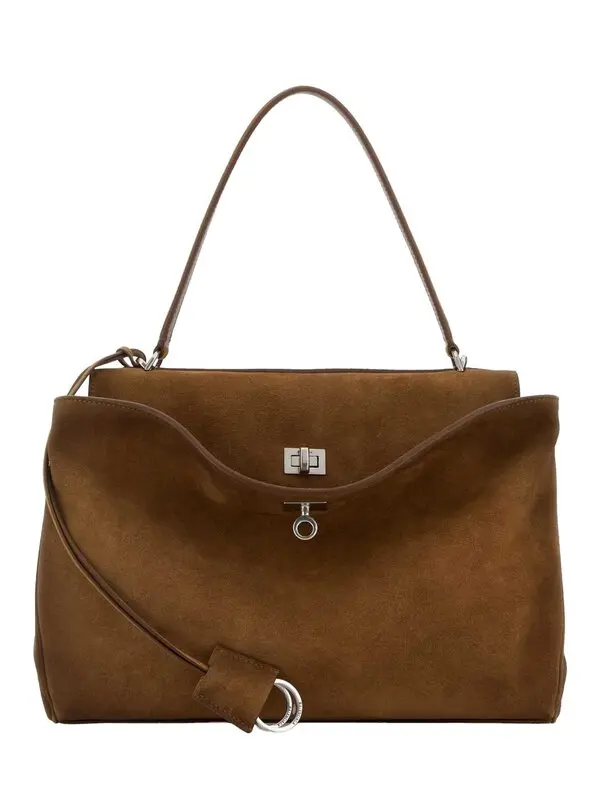 Balenciaga Suede Medium Rodeo Handbag - Brown