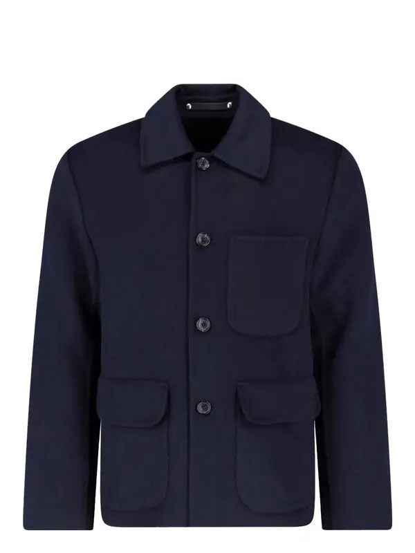 Paul Smith Jacket With Buttons In Wool Blend - Blue