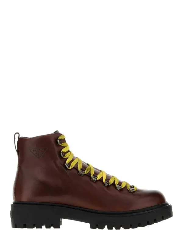 Prada Chocolate Leather Brixxen Ankle Boots - Brown