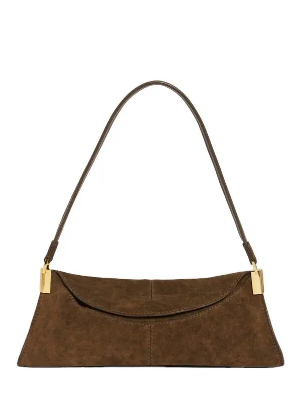 Balmain 64-83 Small Suede Shoulder Bag - Marron