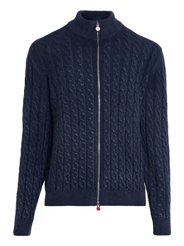 Kiton Zip Cable-knit Cashmere Sweater - Navy