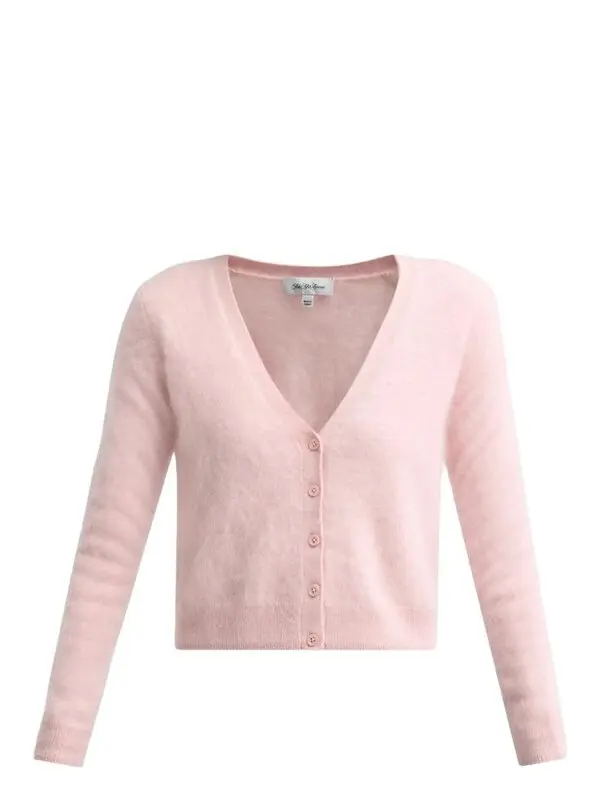 Sofia Cashmere Private Label Brushed Cashmere Crop Cardigan - Blush Pink