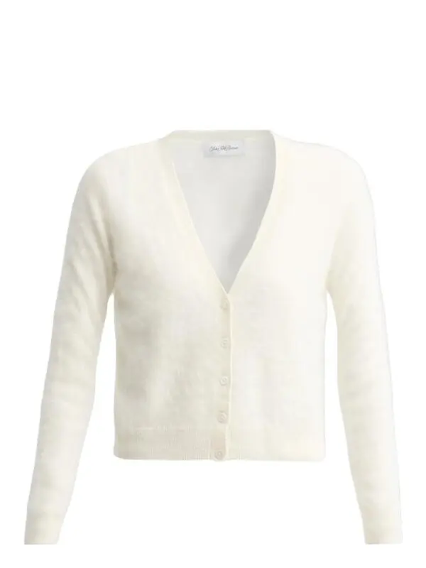 Sofia Cashmere Private Label Brushed Cashmere Crop Cardigan - Ivory
