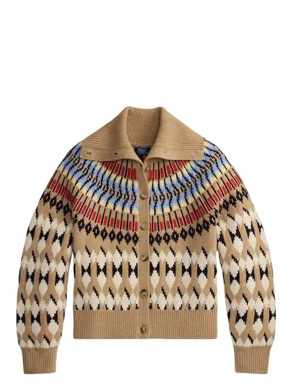 Polo Ralph Lauren Geo-motif Wool-cashmere Cardigan - Camel Multi