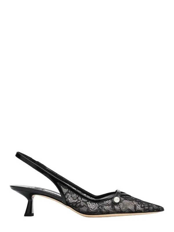 JIMMY CHOO Amita 45mm Lace Slingback Pumps - Black
