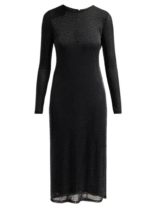 Elie Tahari The Luna Embellished Mesh Crewneck Maxi Dress - Noir