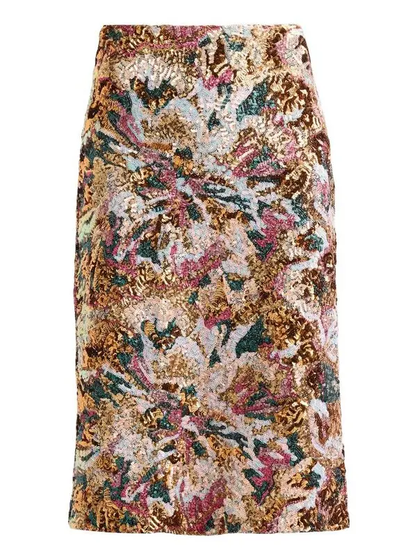 Elie Tahari Adrianne Sequined Midi Skirt - Multi Sequin