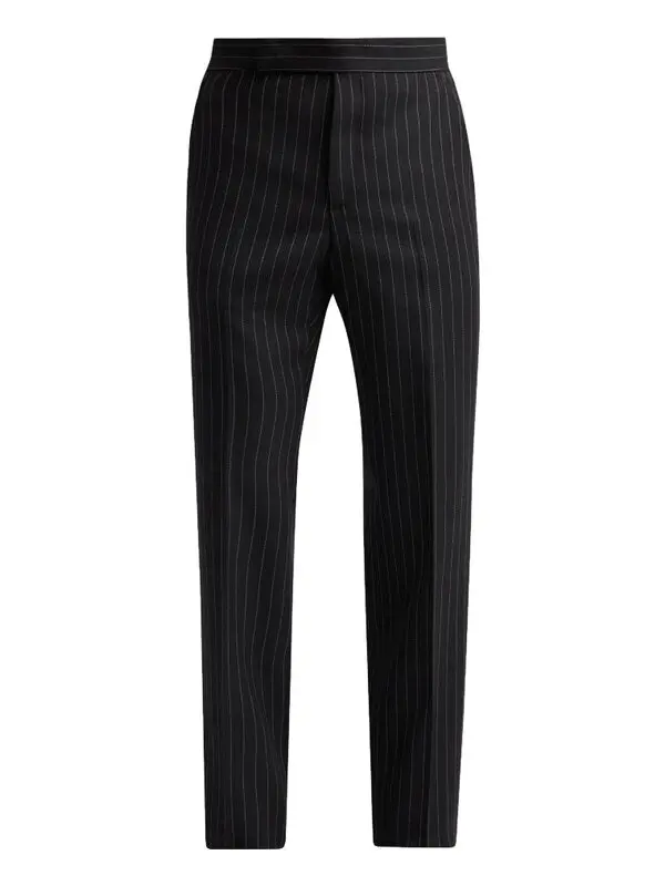 TOM FORD Sharp Pinstriped Wool Twill Trousers - Black Chalk