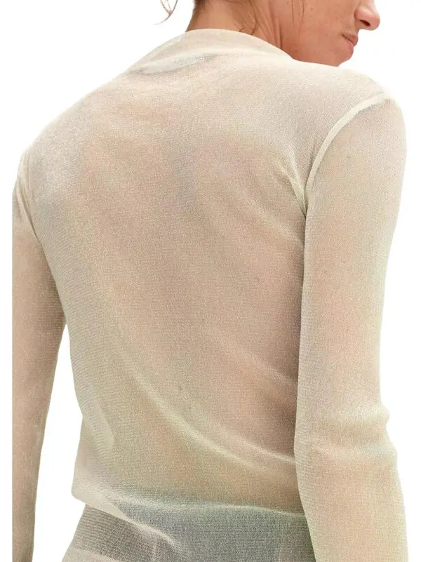 Bimba Y Lola Ivory Ruched Lurex T-shirt - Neutrals