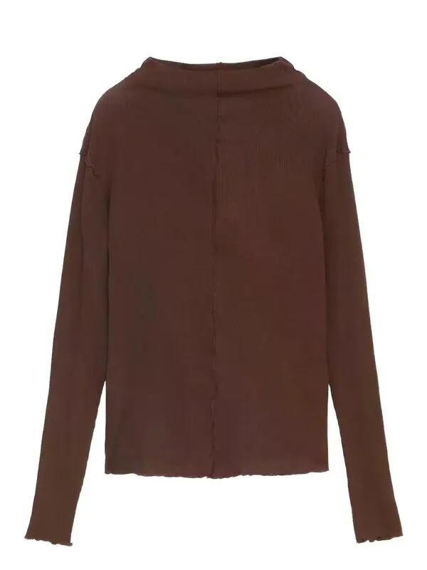 Bimba Y Lola Fitted Chocolate Ribbed T-shirt - Brown