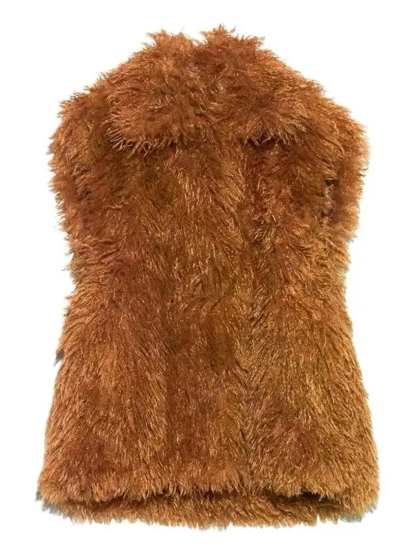Bimba Y Lola Oversized Toffee Fur Vest - Brown