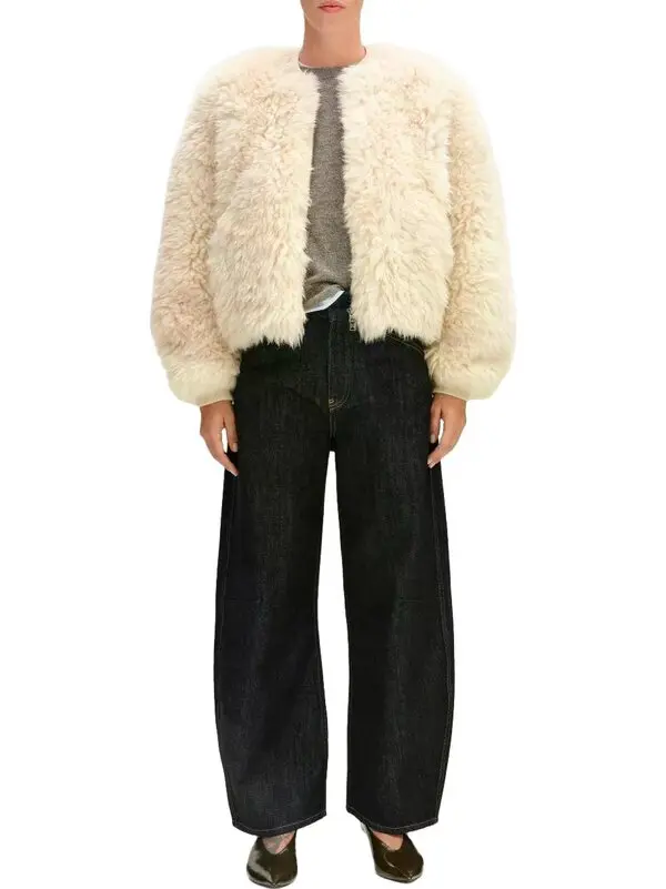 Bimba Y Lola Ivory Fur Bomber Jacket - Neutrals
