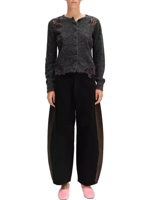 Bimba Y Lola Dark Gray Melange Mohair And Lace Cardigan - Grey