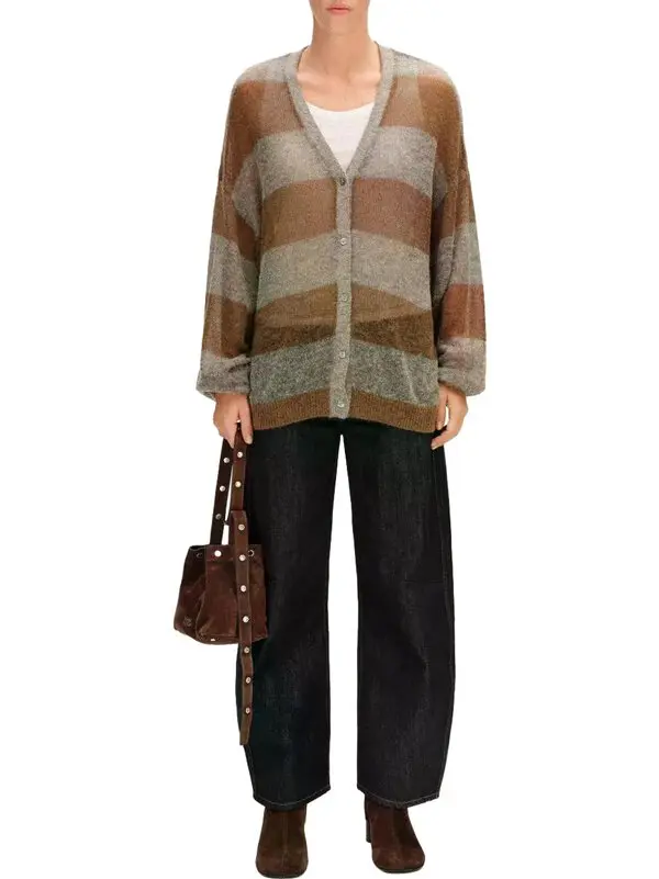 Bimba Y Lola Toffee Striped Wool Cardigan - Brown