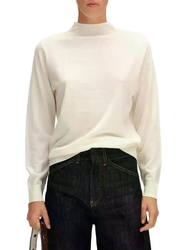 Bimba Y Lola Ivory Merino Wool Turtleneck Sweater - Neutrals