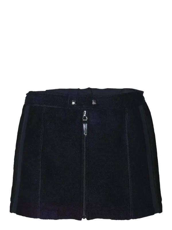 Toga Zip-up Panelled Straight Short Skirt - Blue