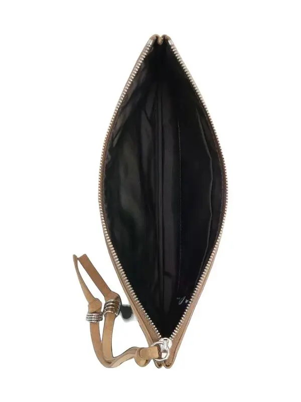 Bimba Y Lola Medium Beige Leather Zip Make-up Clutch - Neutrals