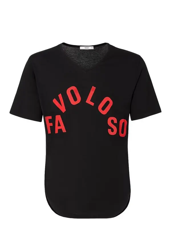 Fendi Cotton T-shirt With Favoloso Print - Black