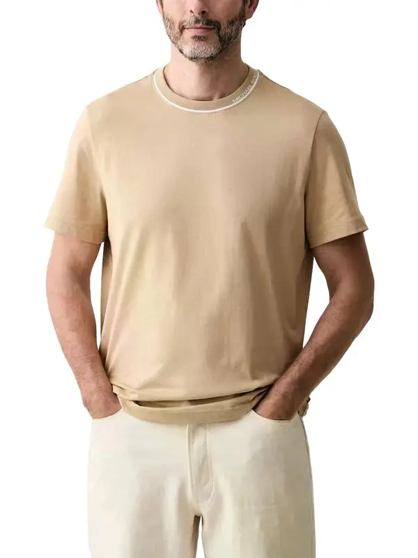 Michael Kors Logo Trim Cotton Jersey T-shirt - Neutrals