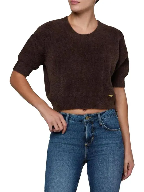 L & APOS;AGENCE Guinevere Cropped Pullover - Dark Java