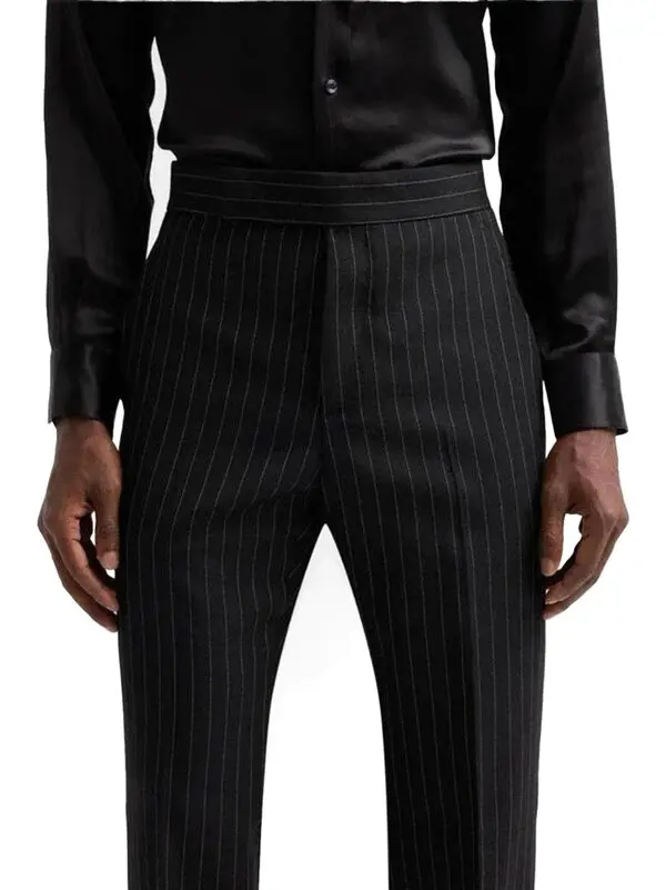 TOM FORD Apos;s Pinstripe Slim Flat-front Trousers - Blackchal