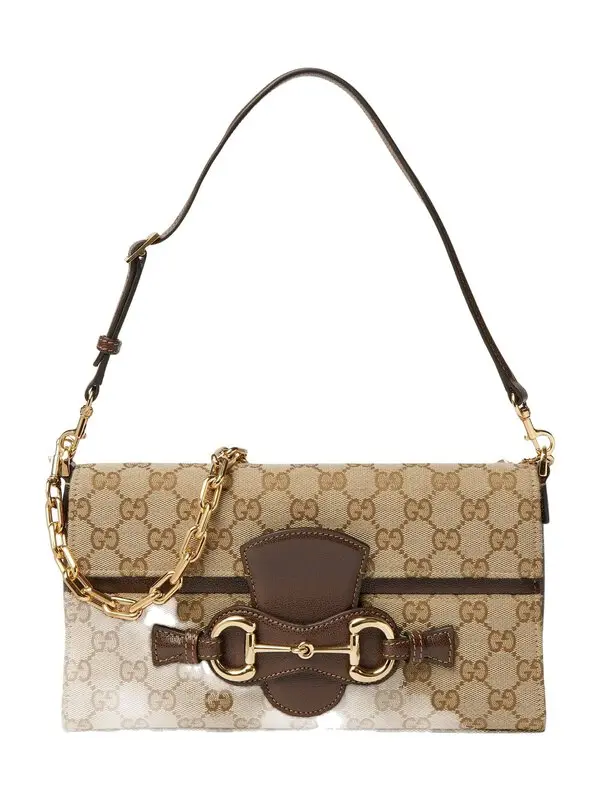 Gucci Horsebit Gg Fabric Mini Handbag With Chain Strap - Beige