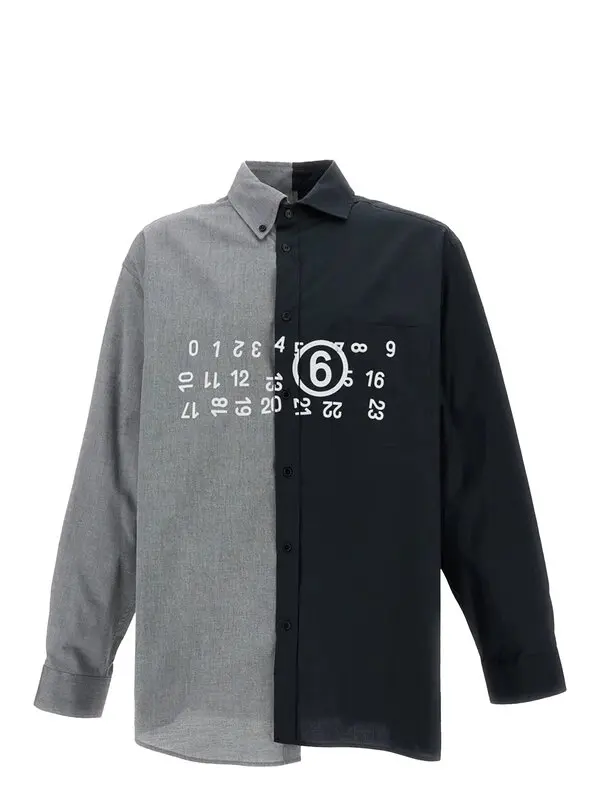 MAISON MARGIELA Split Panel Graphic Button-up Shirt - Black