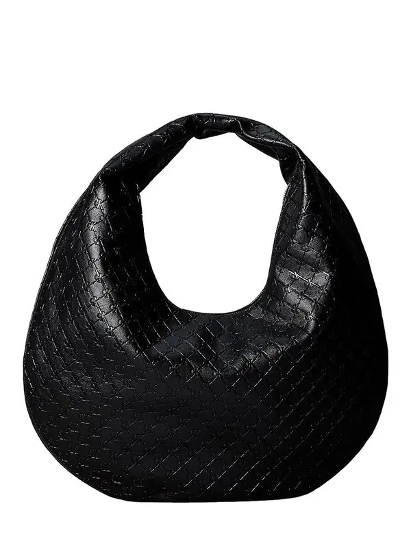 Calvin Klein Monogram Embossed Shoulder Bag - Black