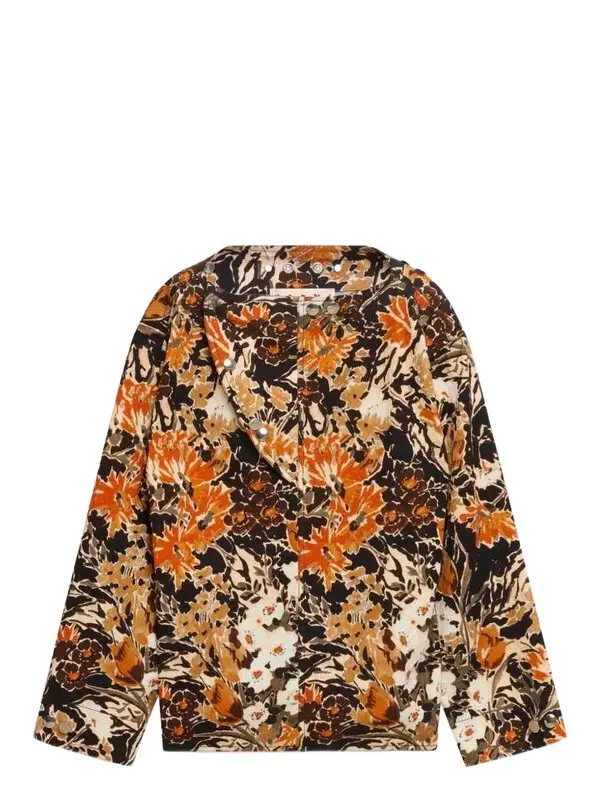 Marni Black Cloqué Top With Extreme Bouquet Print - Multi