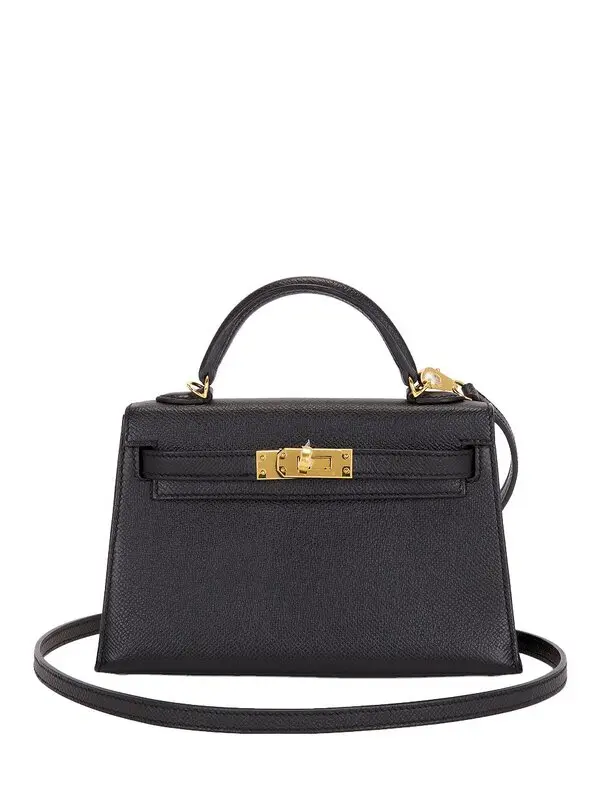 Hermès Epsom Kelly 20 Handbag In Black - Noir