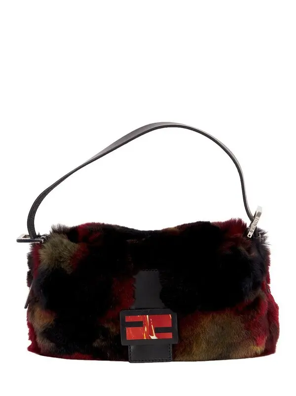 Fendi Fur Baguette Shoulder Bag - Brown