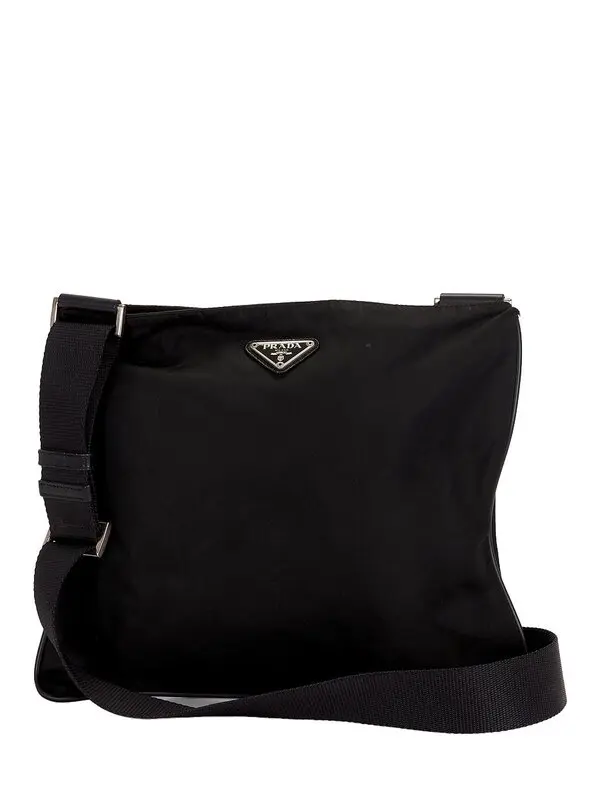 Prada Tessuto Flat Messenger Bag - Black