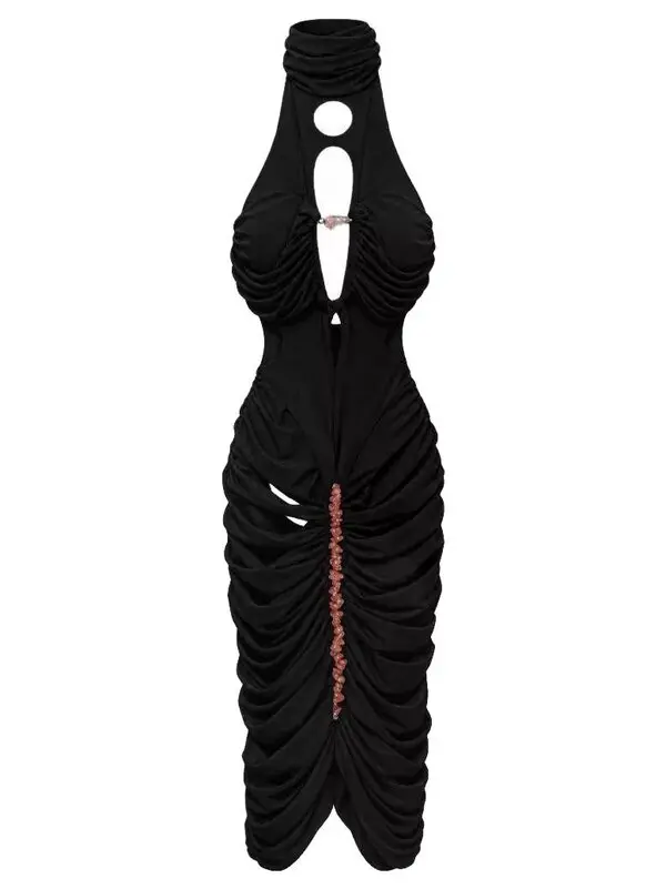 DI PETSA Snake Priestess Crystal-embellished Ruched Mini Dress - Black