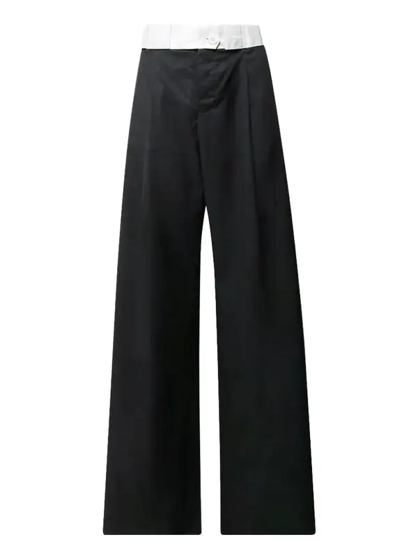 Natasha Zinko Rolled-waist Wide-leg Trousers - Black