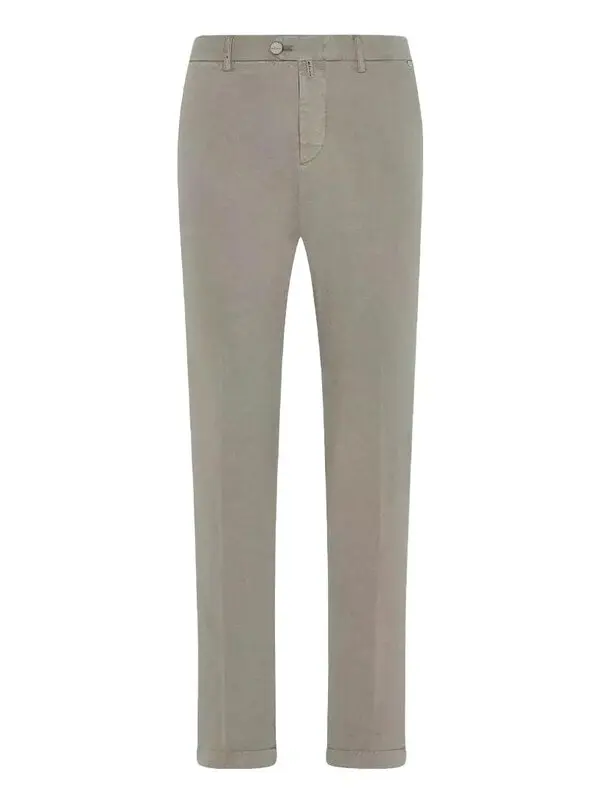 Kiton Straight-leg Cotton-blend Trousers - Grey
