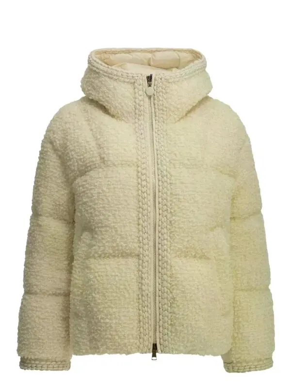 Moncler Cristallin Hooded Wool-blend Short Down Jacket - Neutrals