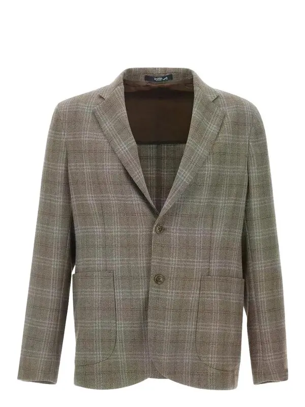 BARBA NAPOLI Easy J Mono Check-pattern Blazer - Brown