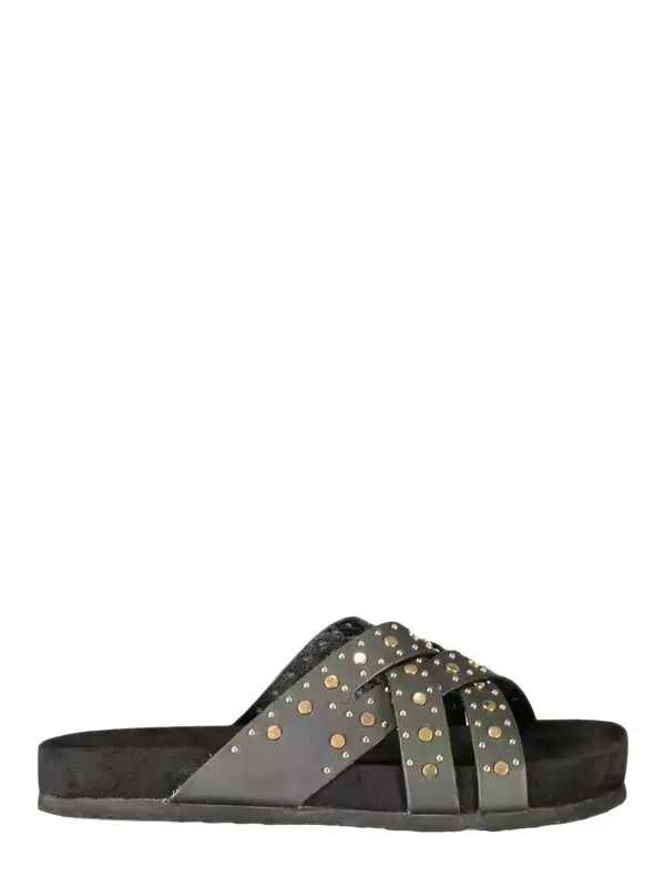 LAURA BIAGIOTTI Stud-embellished Crossover-strap Sandals - Black