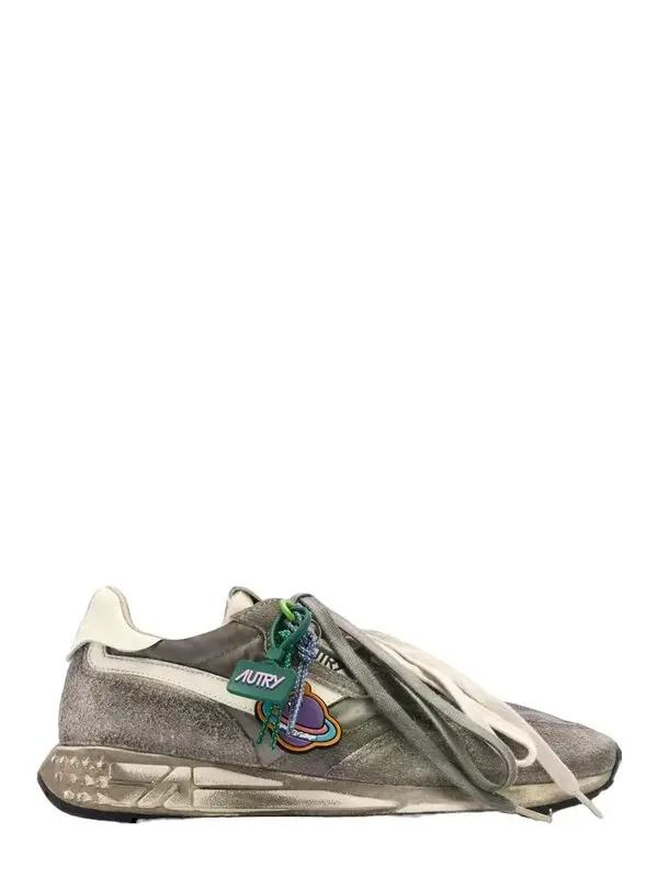 AUTRY Reelwind Super Vintage Sneakers In White And Black Suede And Nylon - Grey